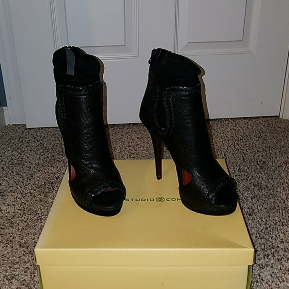 Max Studio | Shoes | Maxstudio Peep Toe Leather Bootie | Poshmark